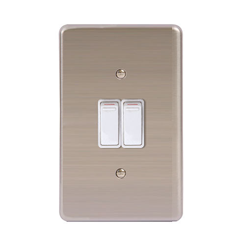 Lesco Stainless Steel 2 Lever 1 Way Light Switch 2 x 4 - White Switch ...