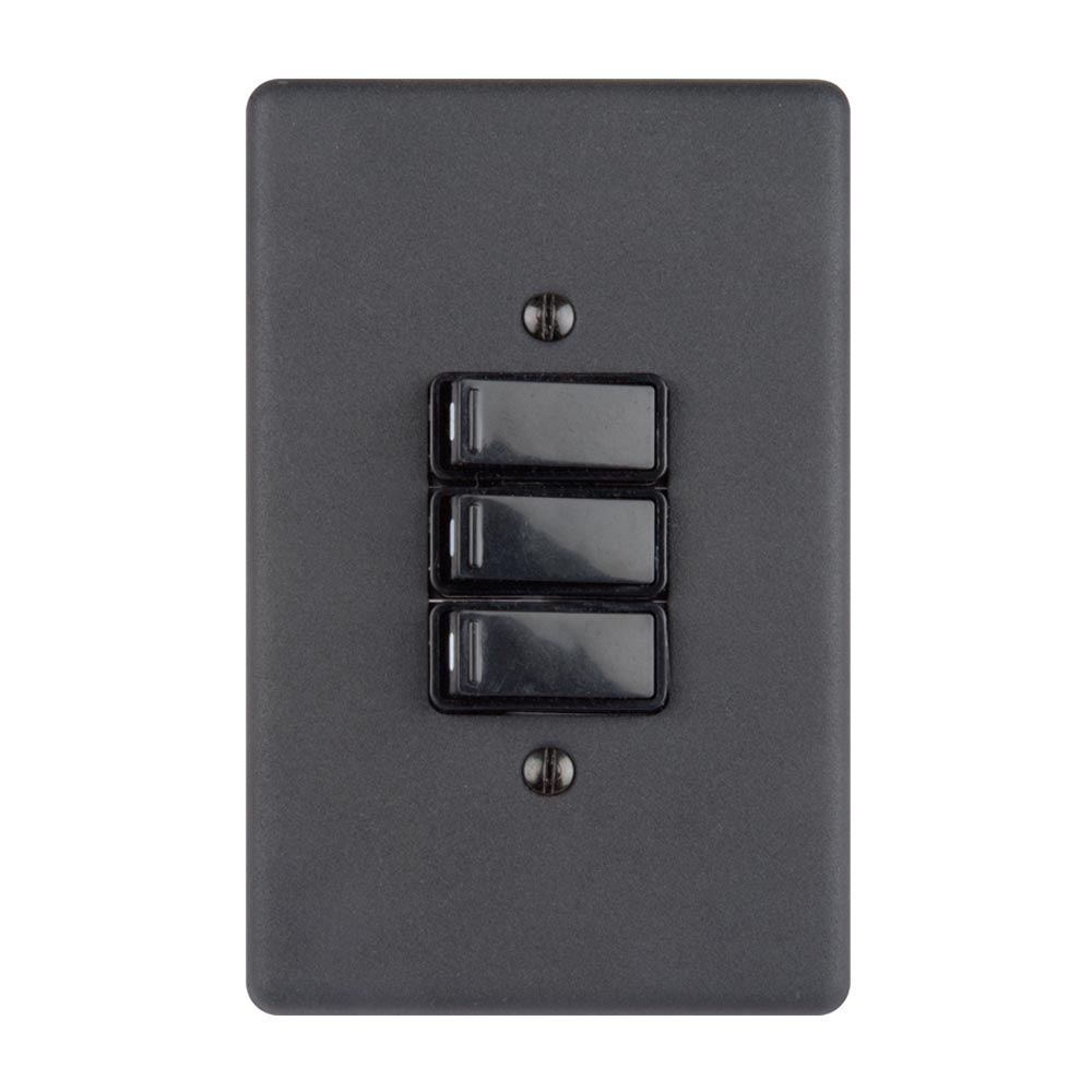 Lesco Matt Black 3 Lever with 2 Way Light Switch 4 x 2 – Livecopper