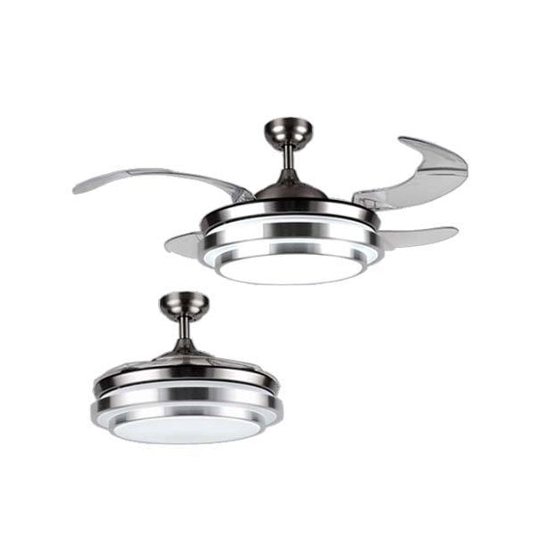 4 Retractable Blade Ceiling Fan with Light 1060mm - Satin Chrome ...