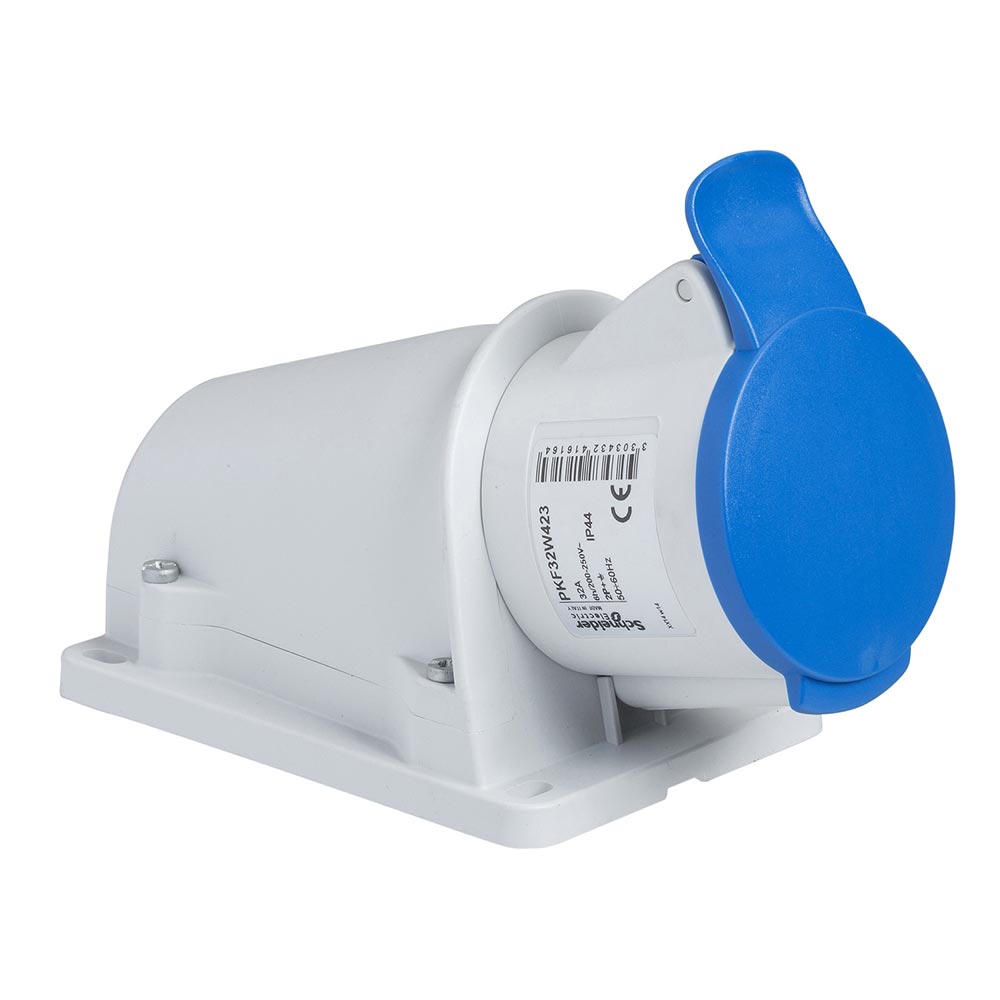 Schneider Electric Pratika 3 Pin Industrial Wall Mounted Socket Splash ...