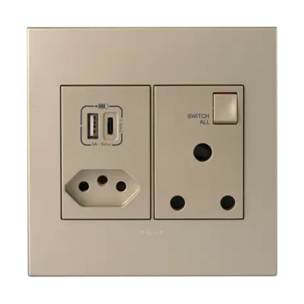 Legrand Arteor USB Combo Socket 4x4 PMONU44WWH | Livecopper