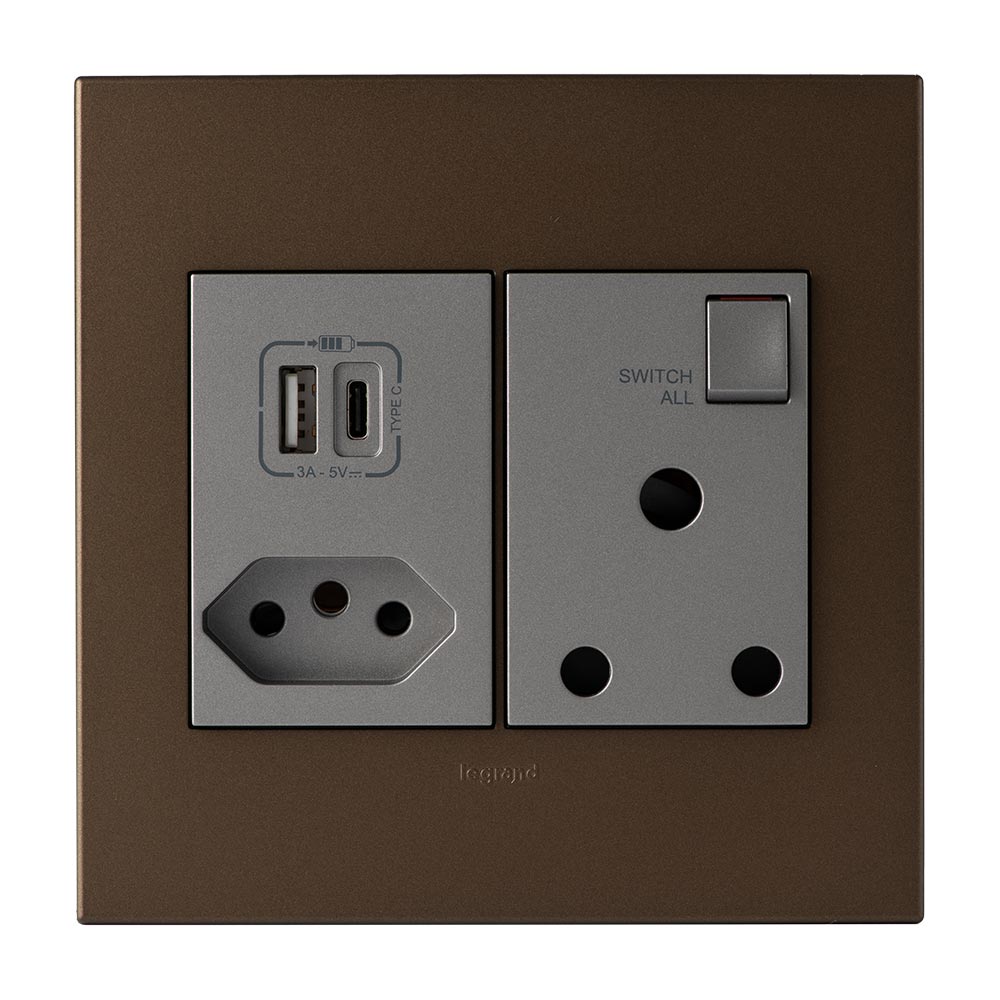 Legrand Arteor USB Combo Socket 4x4 PMONU44WWH | Livecopper
