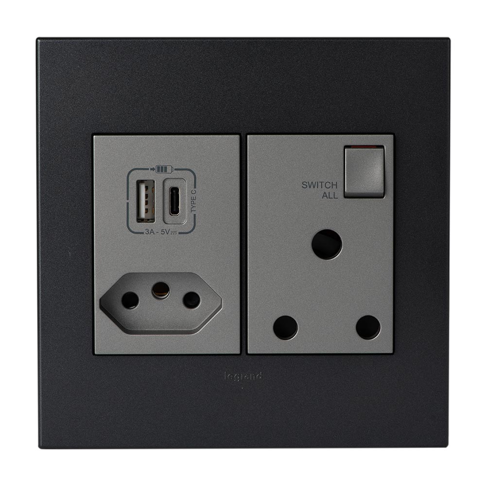 Legrand Arteor USB Combo Socket 4x4 PMONU44WWH | Livecopper