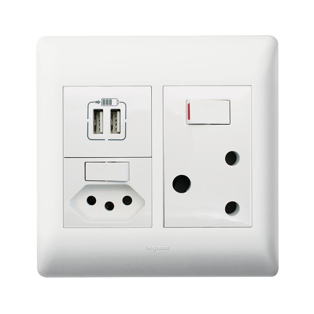 Legrand Ysalis RSA Switched Slimline USB Type-A Combo Socket 4 x 4 ...
