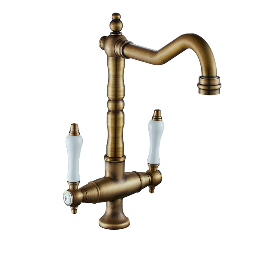 Trendy Taps Large Spout Dual Lever Swivel Mixer Brass – Livecopper